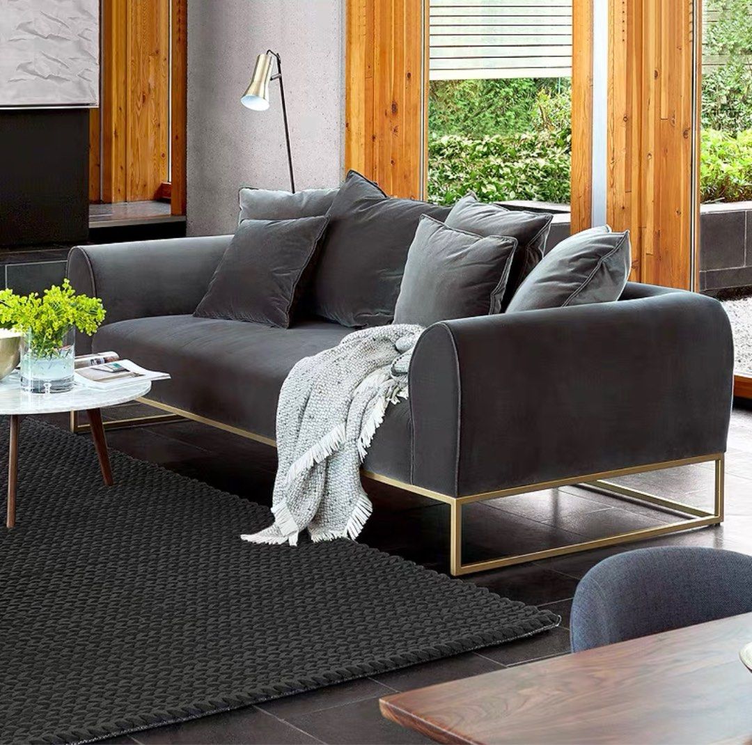 KOVR Modern Italian Velvet Sofa, Furniture & Home Living, Furniture ...