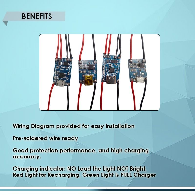 LITHIUM BATTERY CHARGING MODULE TP4056 1A with WIRE, BEST FOR BATTERY ...