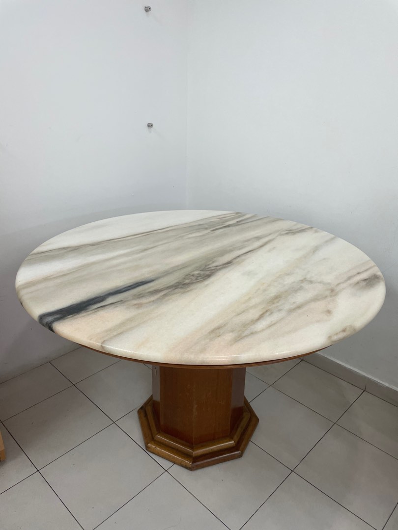 Antique Solid Round Marble Table , Furniture & Home Living, Furniture ...