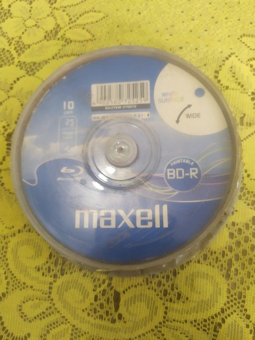 Maxell Blank BluRay BD-R Inkjet Printable 4x 25Gb 10 Pack on Carousell