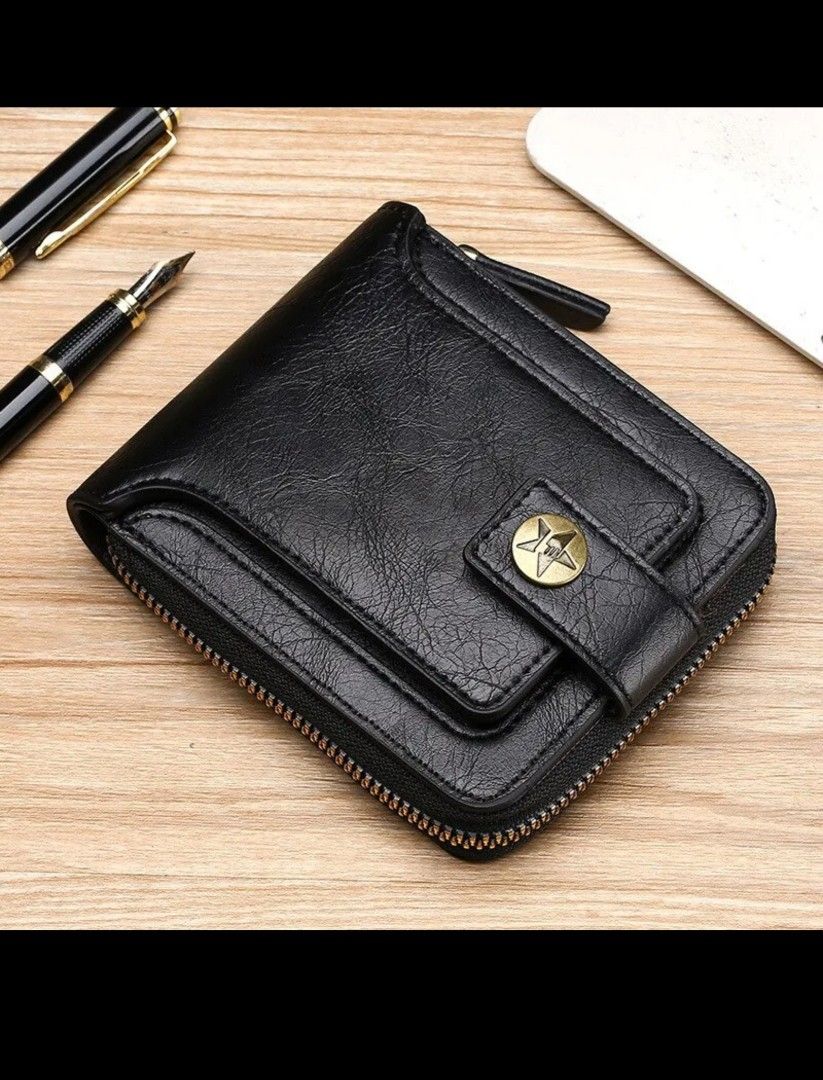 Men women pu leather tri-fold cards notes coins wallet, Men's Fashion ...