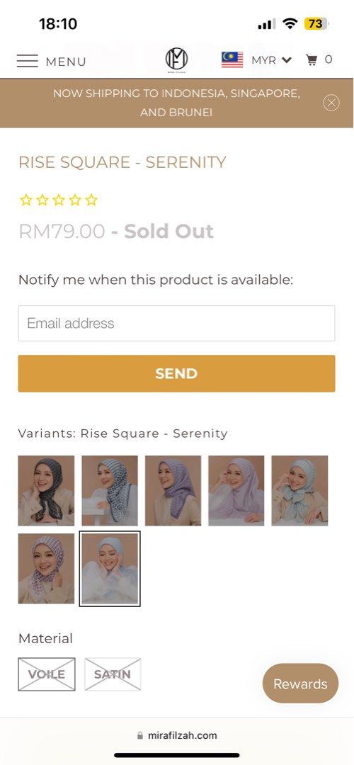 Mira Filzah Bawal Cotton Voile Rise Square Serenity Womens Fashion Muslimah Fashion Hijabs