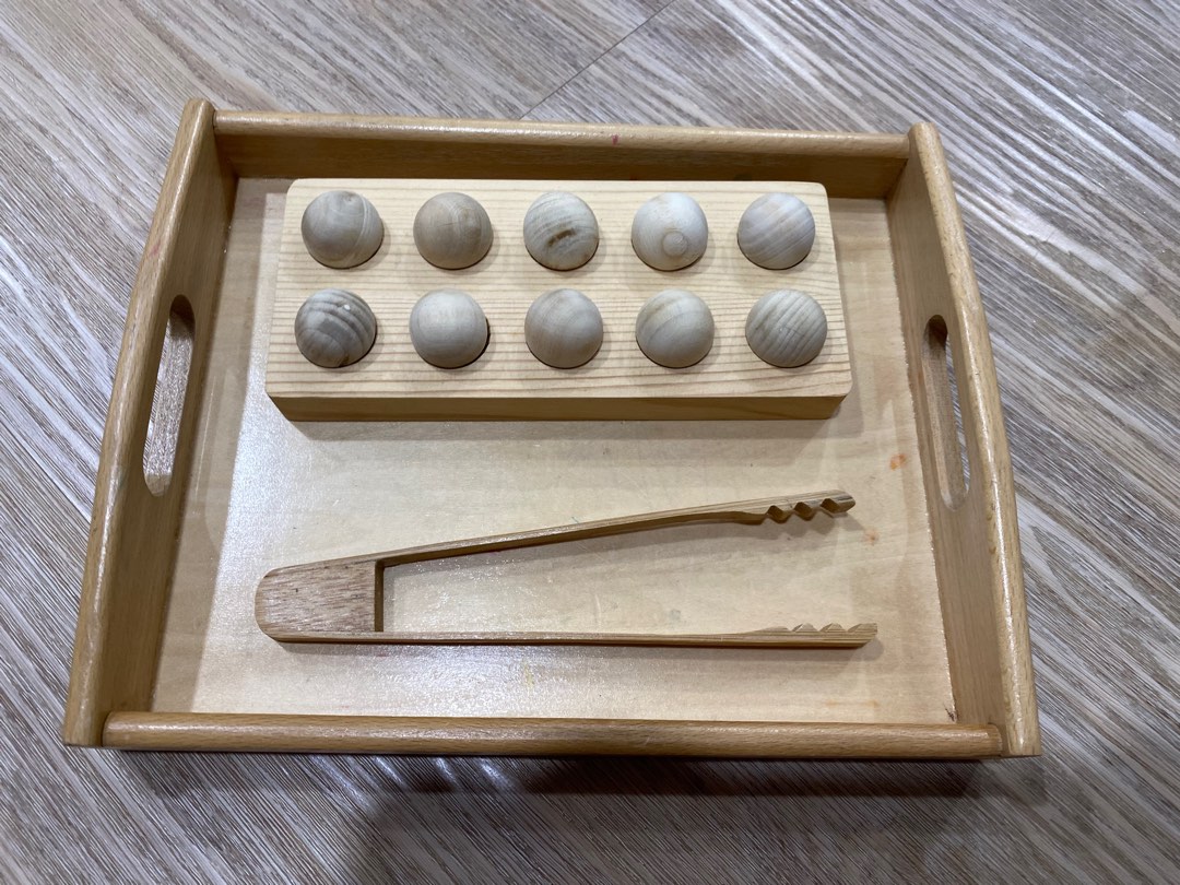 Montessori Fine Motor Activity Tongs Practical Life Wooden Toy, Hobbies ...