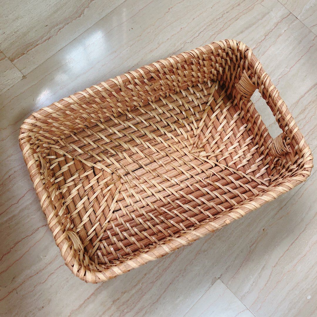 MUJI Rattan Box With Handle, Furniture & Home Living, Home Improvement ...