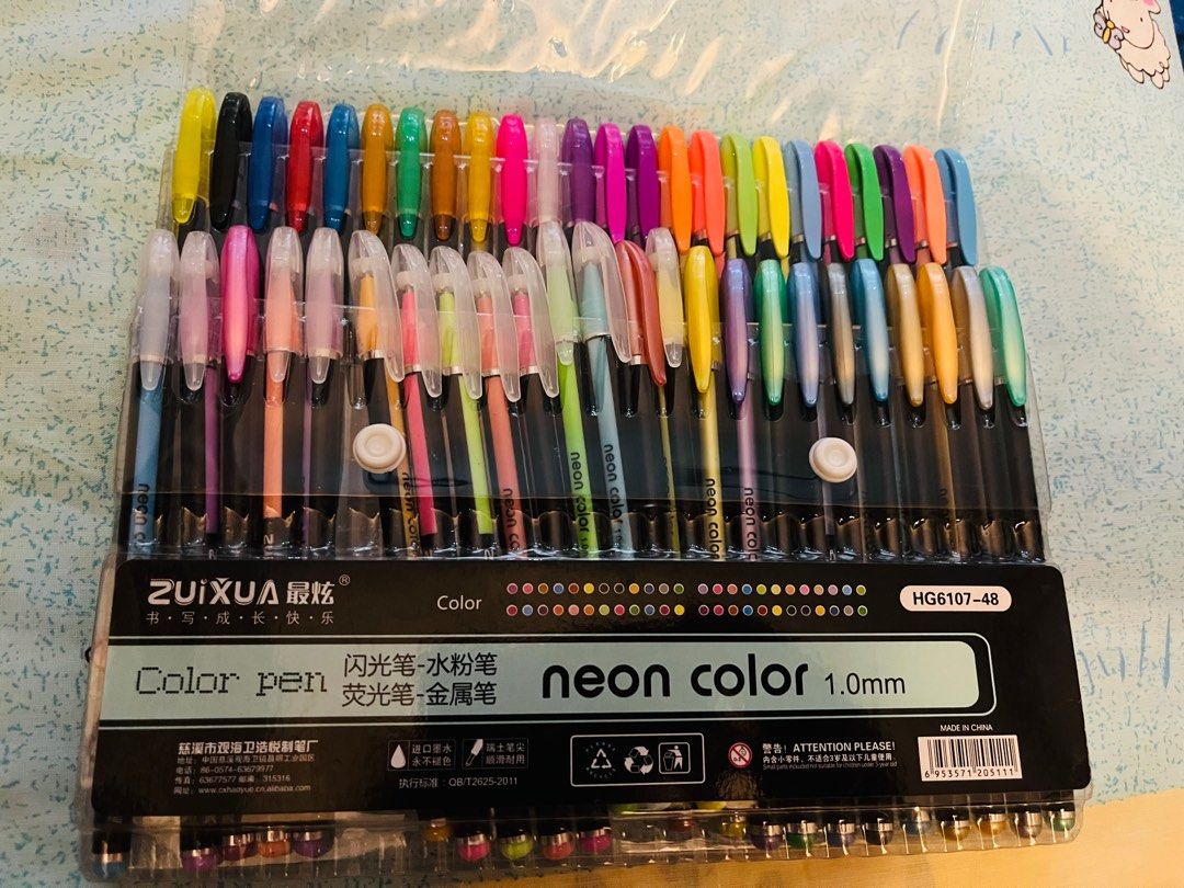 48 colours Neon color pens, Hobbies & Toys, Stationery & Craft ...