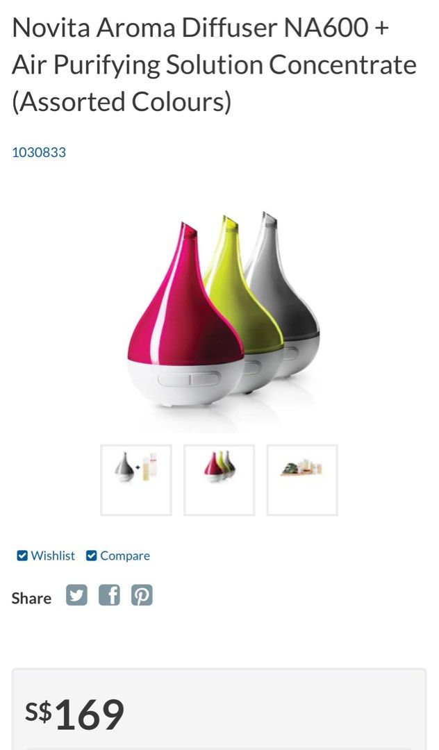 Novita Aroma Diffuser NA600 + Air Purifying Solution Concentrate , TV & Home Appliances, Air ...