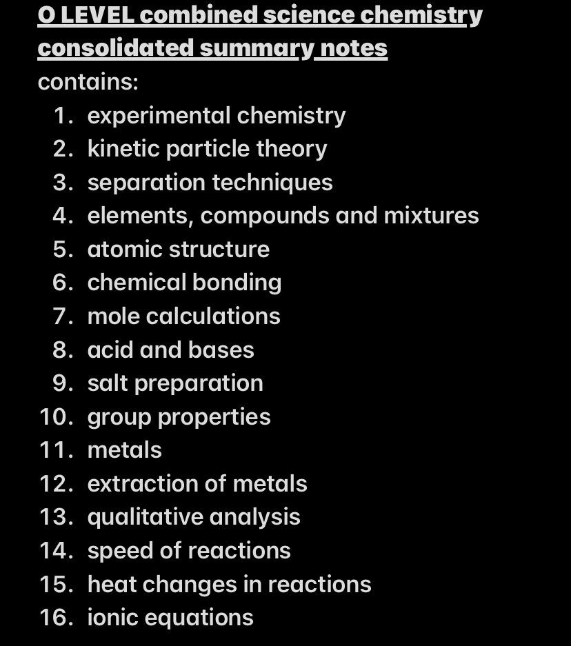 O level combined science chemistry notes, Hobbies & Toys, Books ...