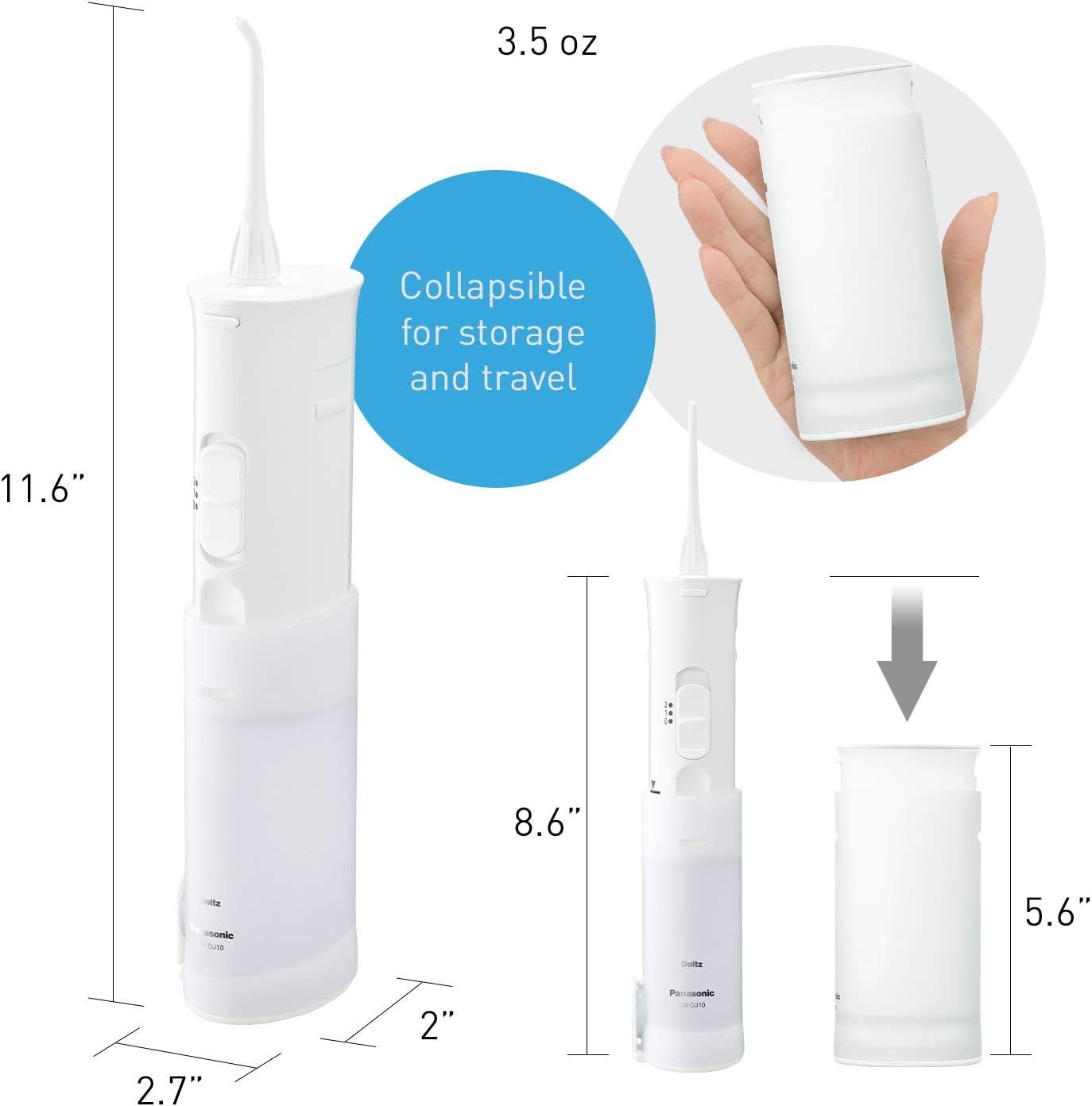 Panasonic Portable Water Flosser, 2-Speed Battery-Operated Oral ...