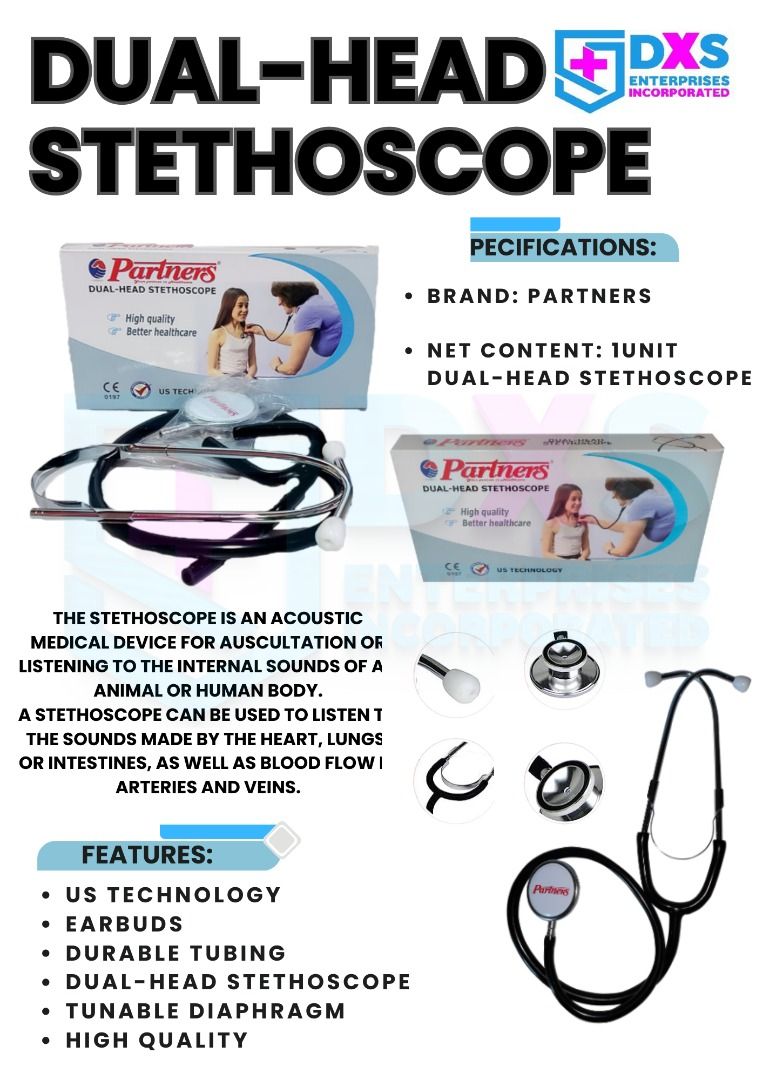 PARTNERS DUAL-HEAD STETHOSCOPE, Health & Nutrition, Medical Supplies & Tools on Carousell