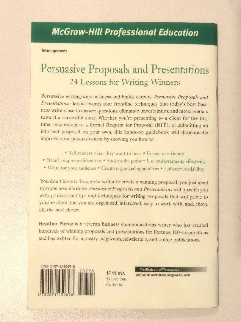 Persuasive proposals and presentations 24 Lessons for writing Winner's ...