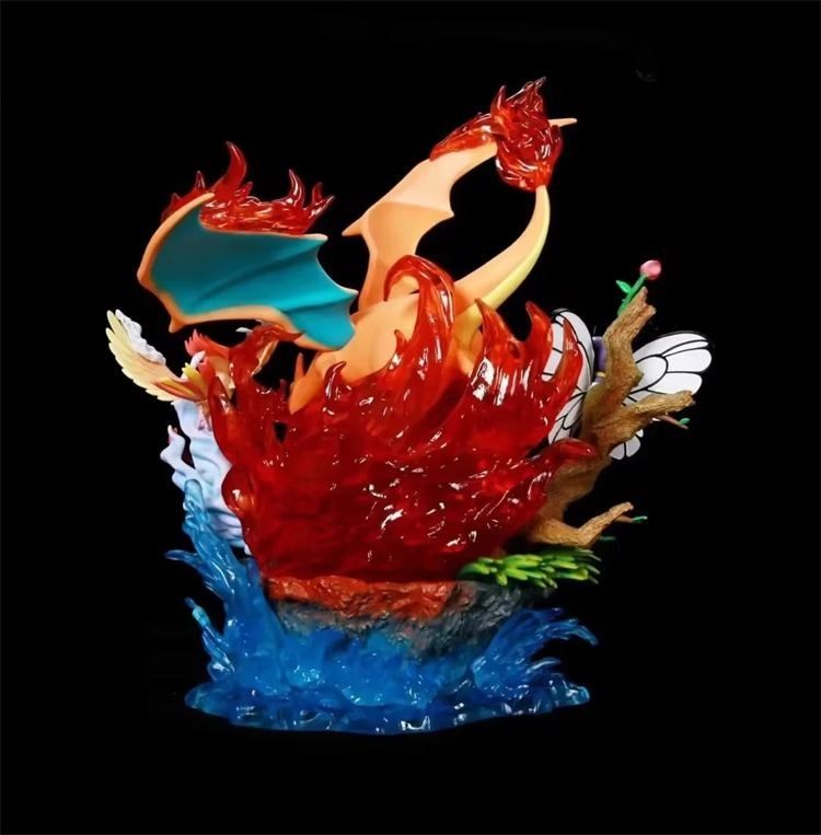 Pokemon Ash and First Gen Pokemon PVC Statue with LED Pokemon Charizard ...