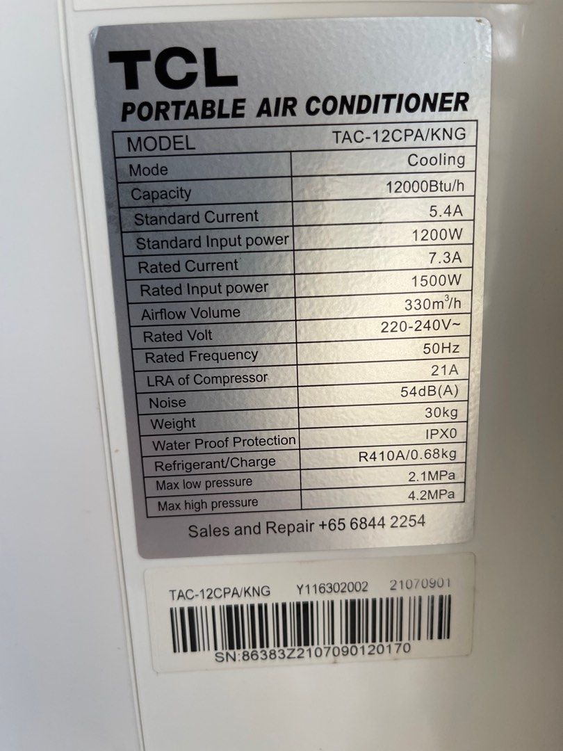 Portable TCL aircon, TV & Home Appliances, Air Conditioners & Heating ...