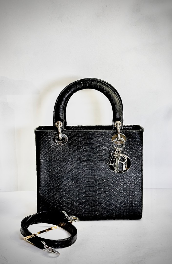 RARE EXOTIC LADY DIOR 2 WAY BLACK SVH, Luxury, Bags & Wallets on Carousell
