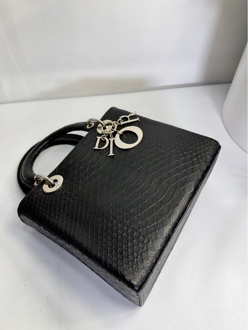 RARE EXOTIC LADY DIOR 2 WAY BLACK SVH, Luxury, Bags & Wallets on Carousell