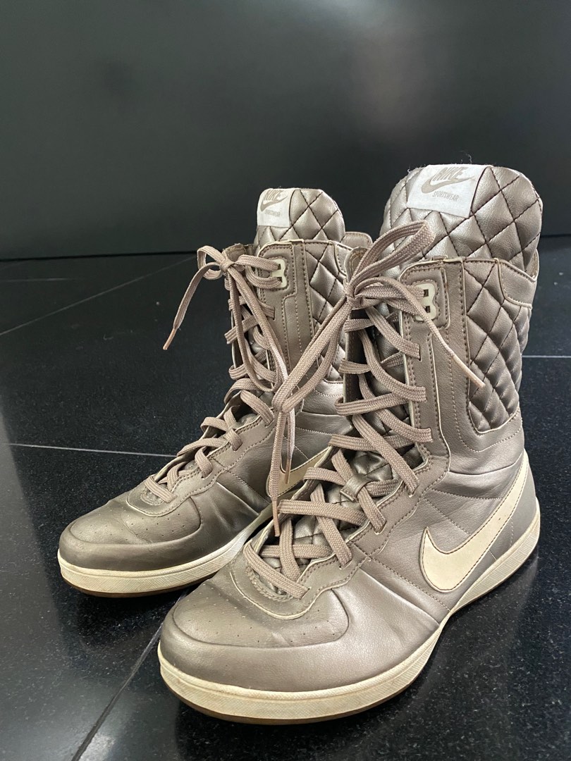 Rare Nike Legend SS High Quilt Metallic Boots, Women's Fashion ...