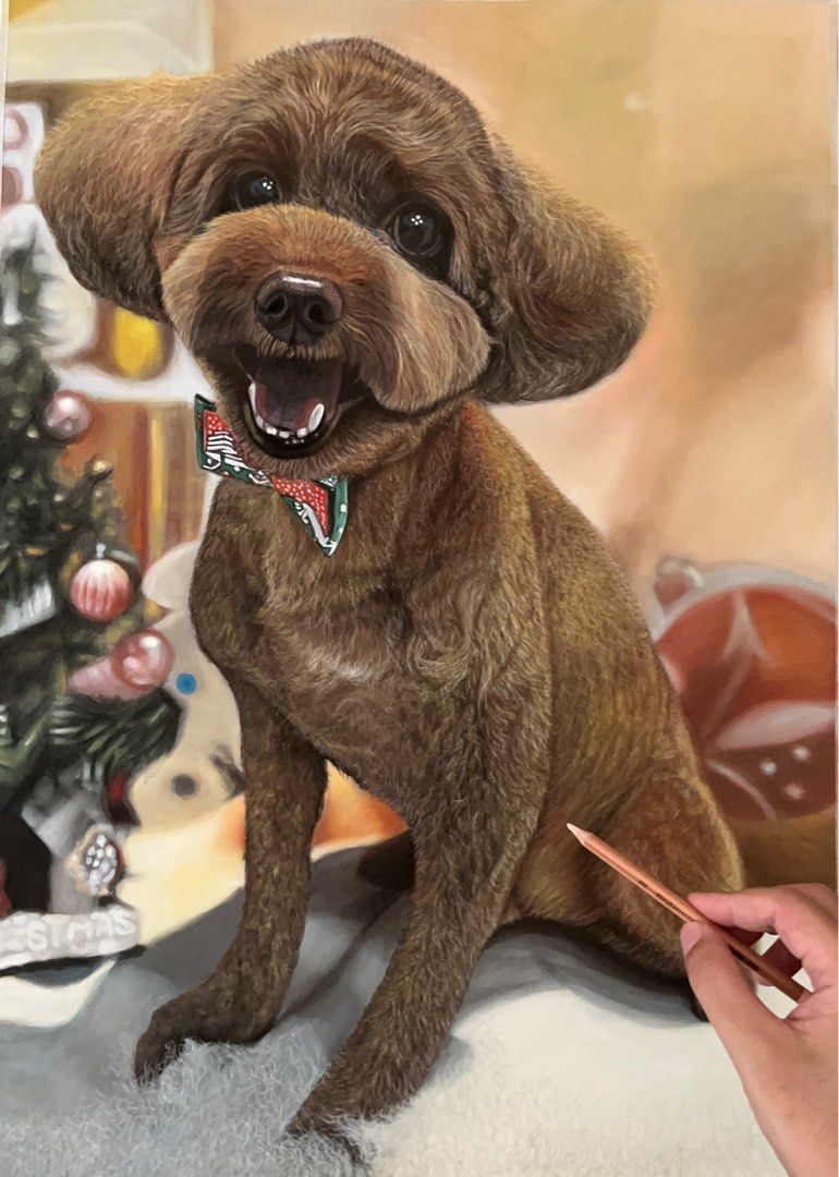 Realistic pet portrait paintings as Christmas gift , Hobbies & Toys ...