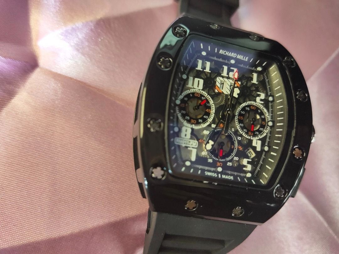 Richard Mille RM 011 FM Felipe Massa All Black Men's Watch 50mm x 40mm ...