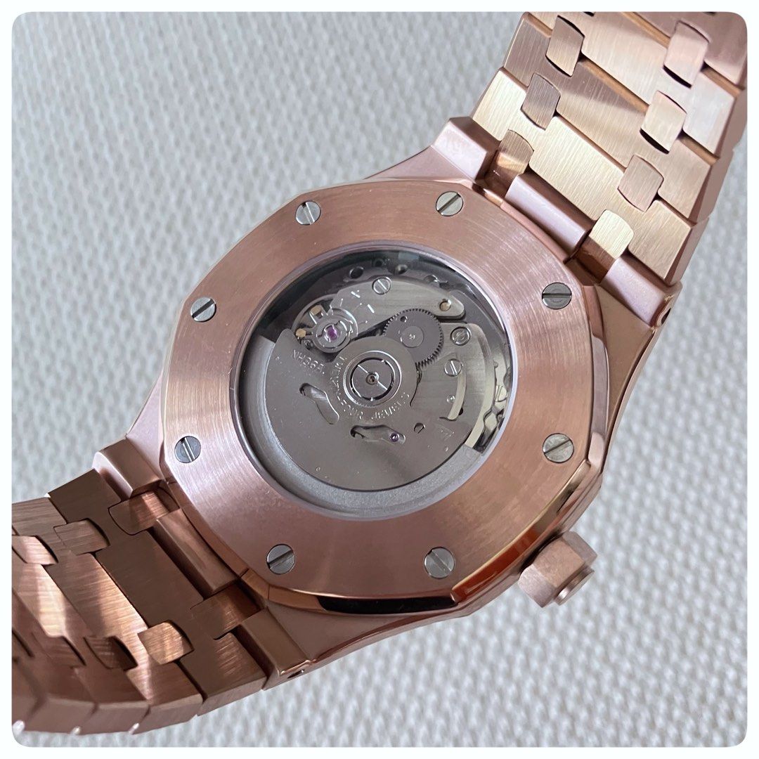 Royal Oak RoseGold Black custom build watch - Seiko mod, Men's Fashion ...