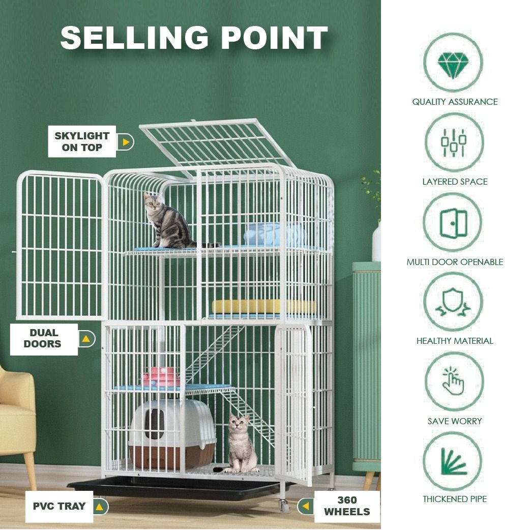 [SG Ready Stock] Large Space Movable Pets Cage | Cat Cage Cat Metal ...