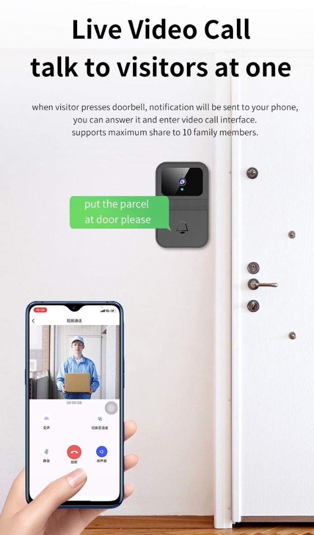 Singapore stock, Smart Video Doorbell D9 Home Surveillance Video ...