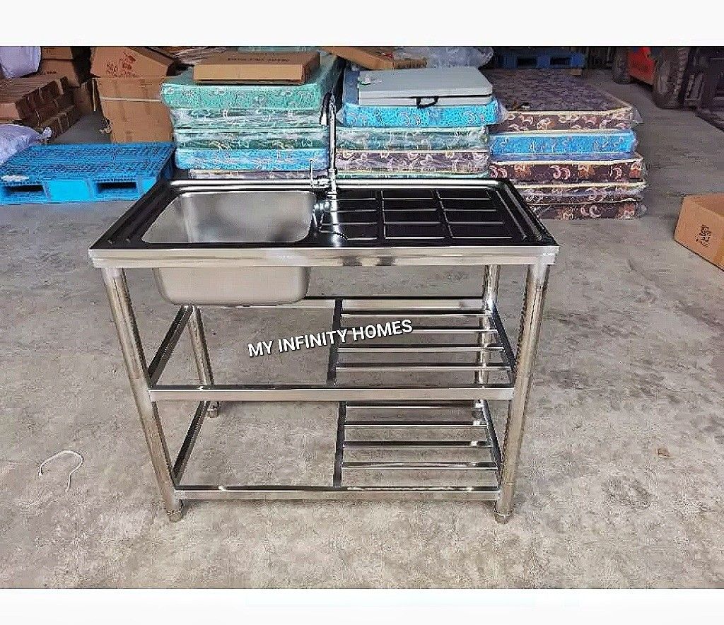 Stainless Steel Sink Rack Rak Sinki Stainless Steel Meja Sinki Double ...