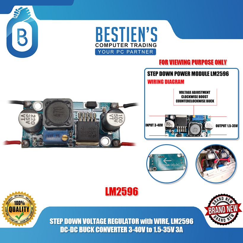 STEP DOWN VOLTAGE REGULATOR with WIRE, LM2596 DC-DC BUCK CONVERTER 3 ...