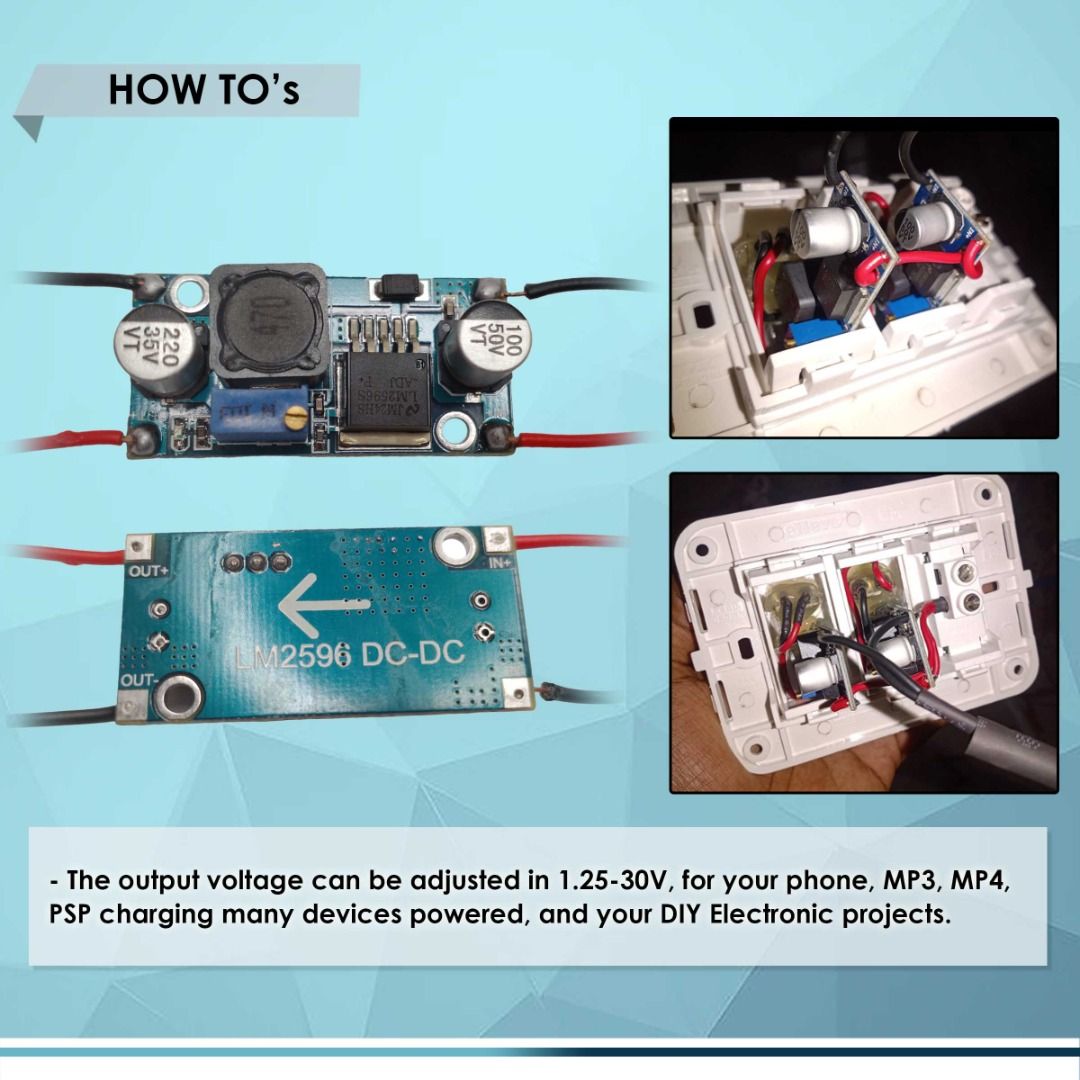 STEP DOWN VOLTAGE REGULATOR with WIRE, LM2596 DC-DC BUCK CONVERTER 3 ...