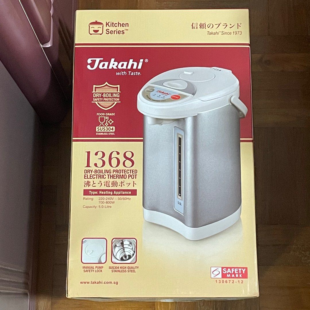 Takahi 1368 Electric Thermo Pot (800W, 5L, SUS304 High Quality ...