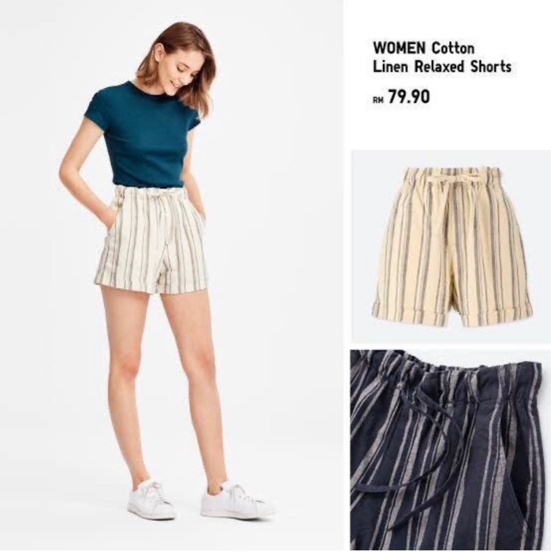 UNIQLO linen blend short on Carousell