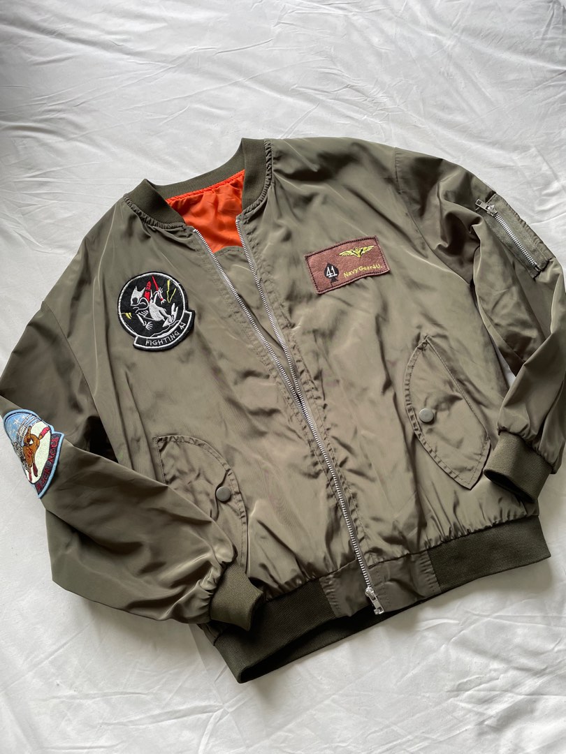 Vintage Bomber Jacket Top Gun Inspired Flight Jacket Patches, Women's ...