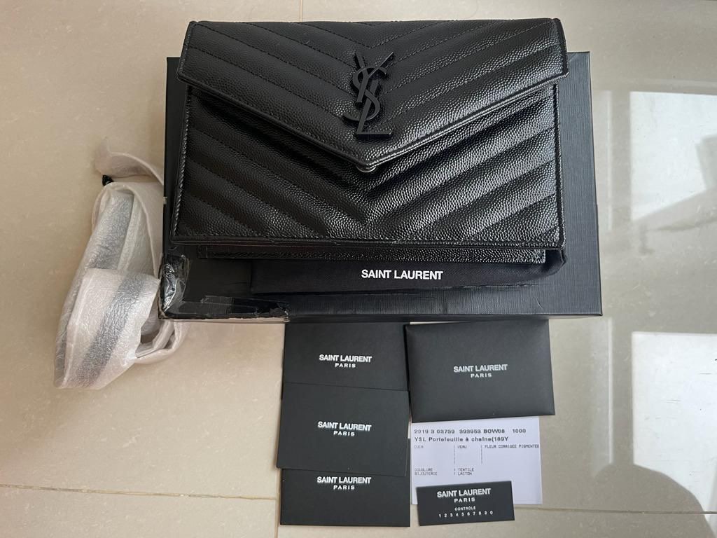 YSL WOC All Black 19cm, Barang Mewah, Tas & Dompet di Carousell