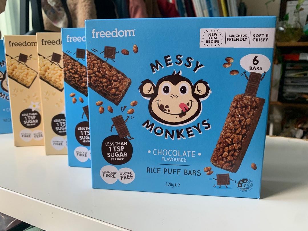 1 Box Freedom food Messy Monkeys Chocolate Rice Puff bars, Babies ...