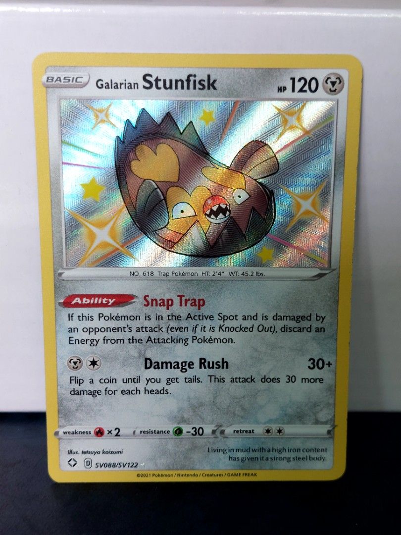 2021 Pokemon TCG SHINING FATES Shiny Galarian Stunfisk Shiny Rare ...