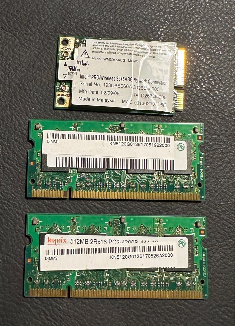 2 x on board RAM + 1 x on board WIFI card, Computers & Tech, Parts ...