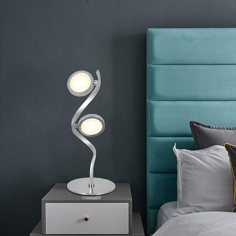 3634) SPARKSOR LED BEDSIDE TABLE LAMP, SPIRAL TABLE LAMPS MODERN CURVED ...