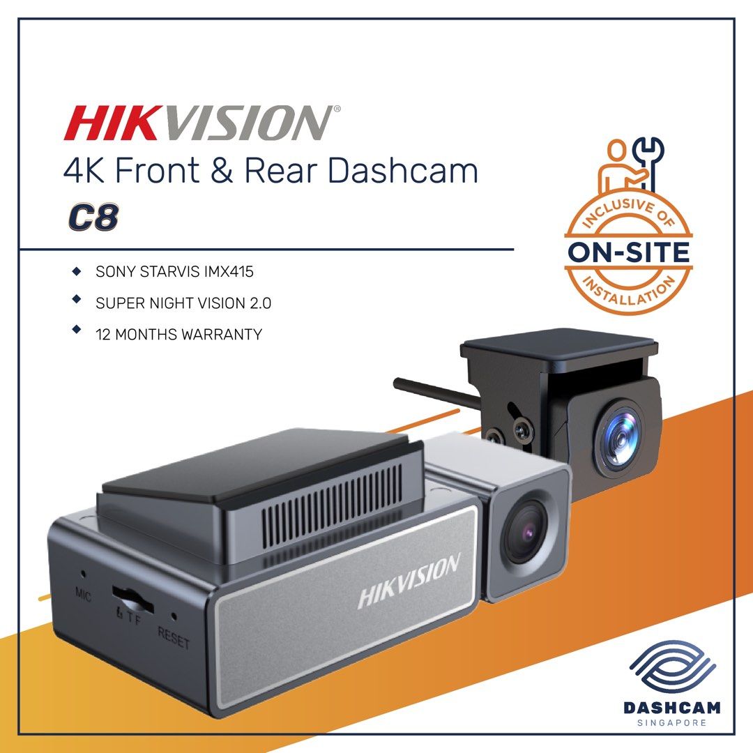 4K Ultra HD Dashcam | HikVision C8 Front & Rear In Car Camera | Island ...