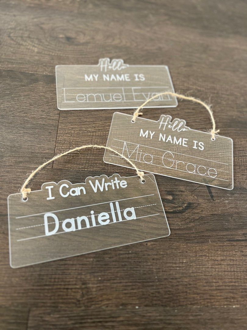 Acrylic name board/ learn to write your name, Hobbies & Toys ...