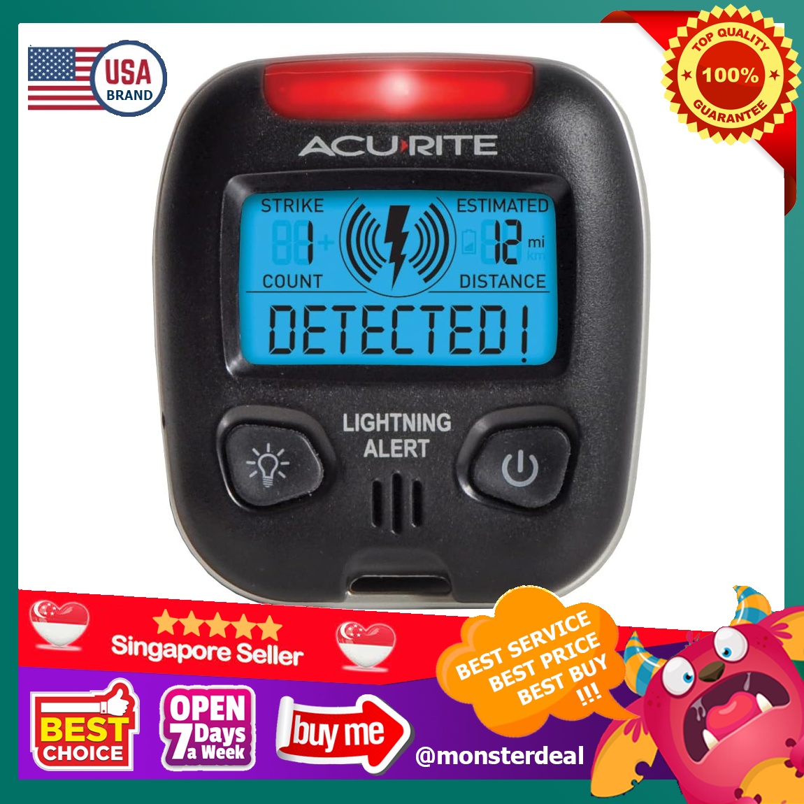 (sg stock) AcuRite 02020 Portable Lightning Detector, Furniture & Home ...