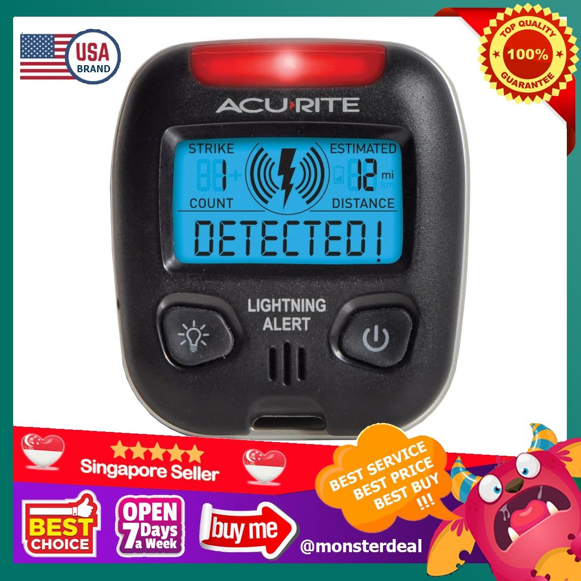 (sg stock) AcuRite 02020 Portable Lightning Detector, Furniture & Home ...