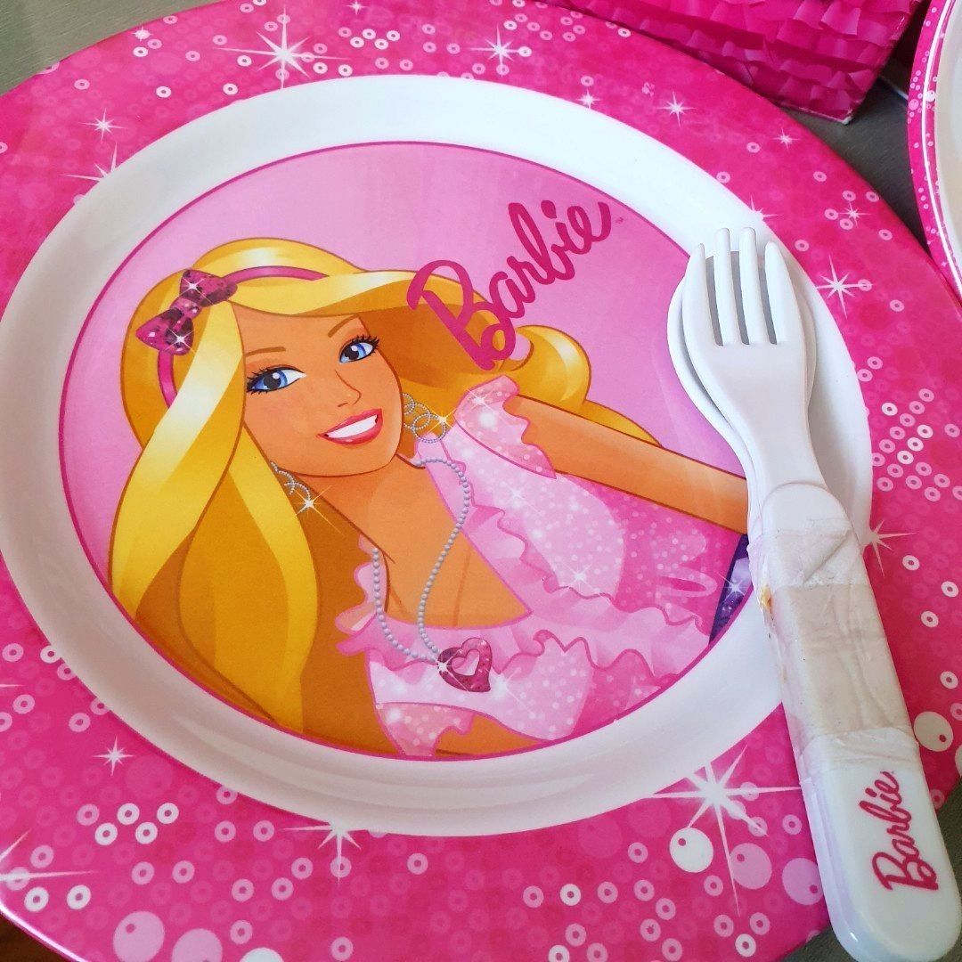 Barbie plate set spoon fork on Carousell