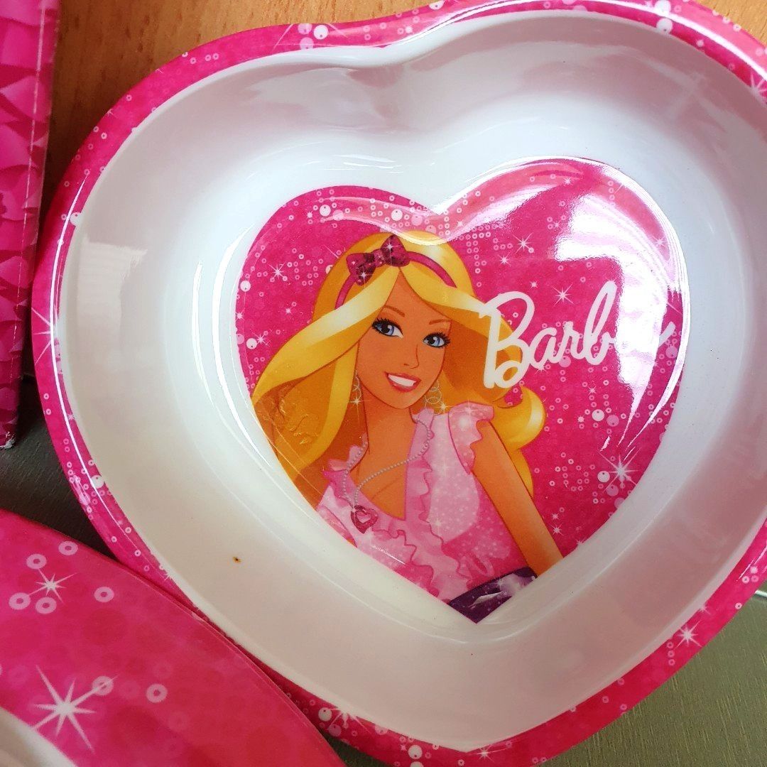 Barbie plate set spoon fork on Carousell