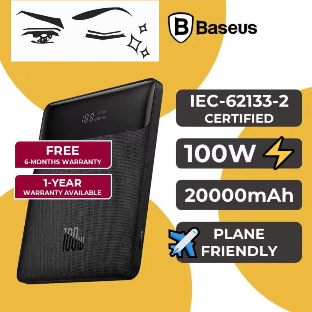 BASEUS 100W Type C PowerBank Power Bank Blade Series Plane Friendly ...