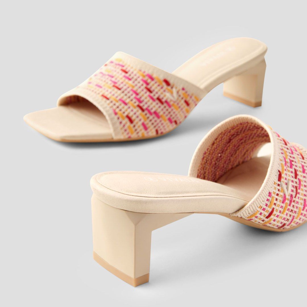Brand New: Vivaia Square-Toe Block Heel Slide (Juliet), Women's Fashion ...