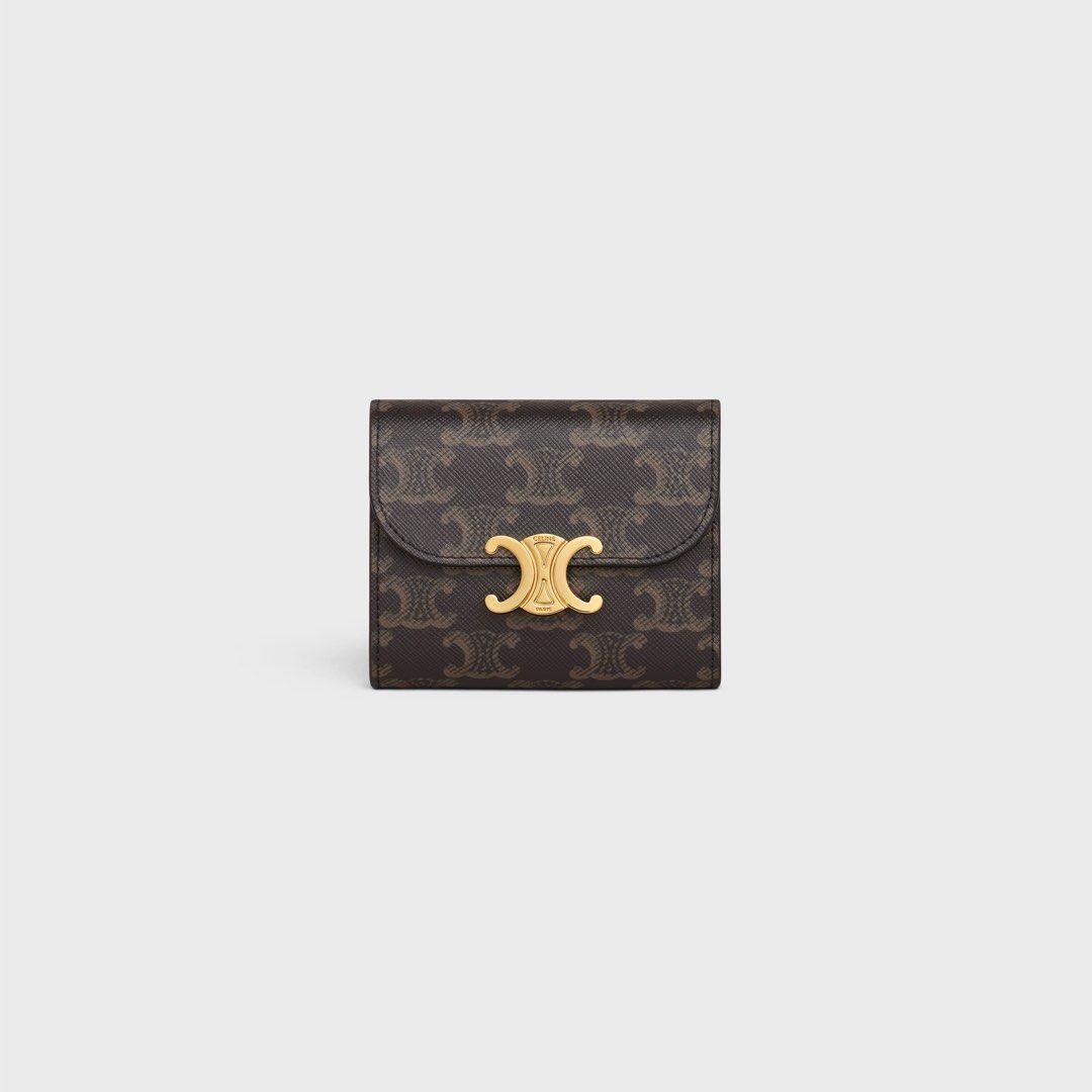 Celine SMALL WALLET TRIOMPHE IN TRIOMPHE CANVAS TAN, Women's Fashion ...