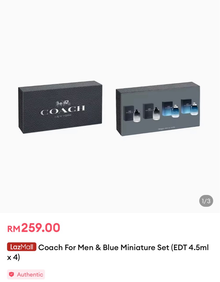 Coach For Men & Blue Miniature Set (EDT 4.5ml x 4), Beauty & Personal ...