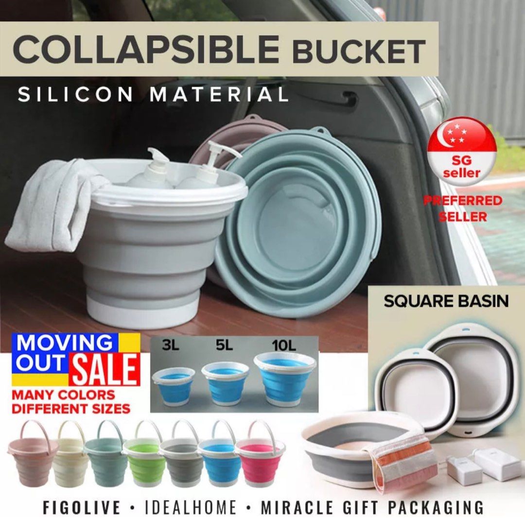 Collapsible Foldable Pail Bucket / Folding Car Wash Basin, Furniture ...