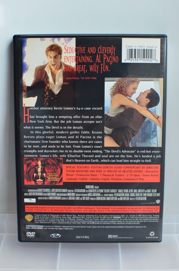 DEVIL'S ADVOCATE - ORIGINAL DVD, Hobbies & Toys, Music & Media, CDs & DVDs on Carousell