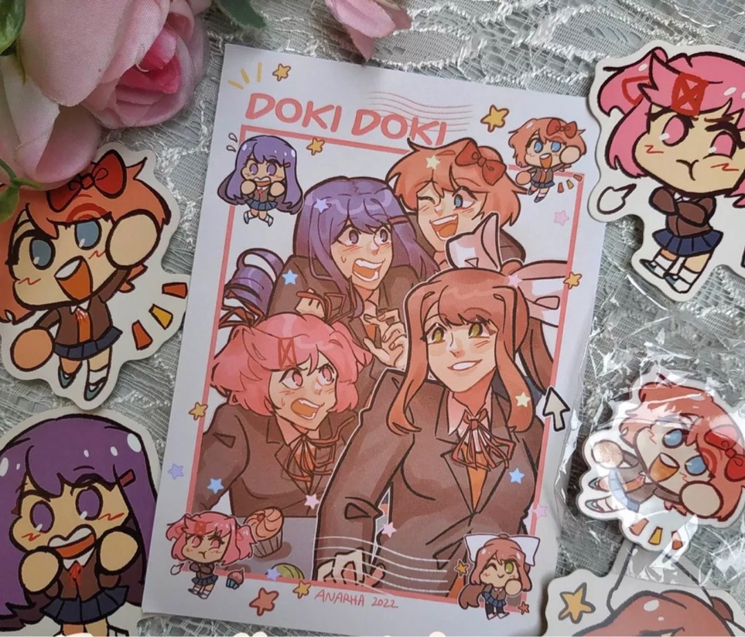 Doki Doki Literature Club DDLC Monika Yuri Sayori Natsuki Print Stickers, Hobbies & Toys ...