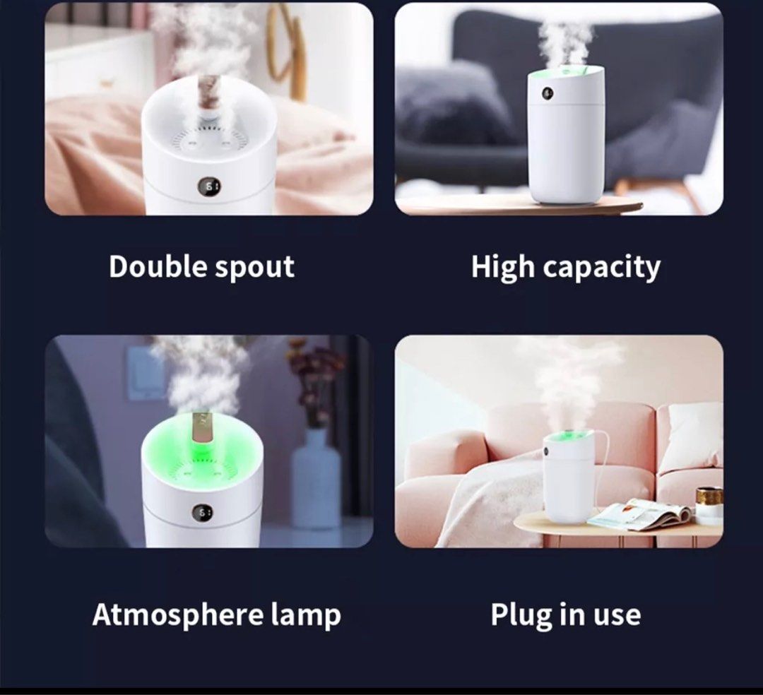 Double Nozzle HUMIDIFIER ( 3 litres ), Furniture & Home Living, Home ...
