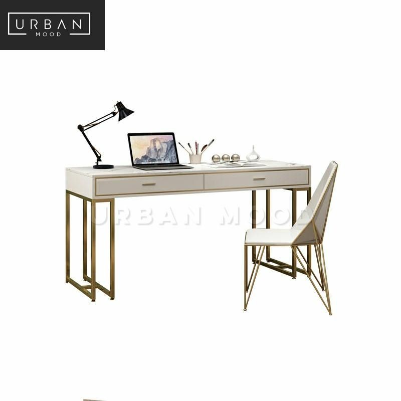 ELLY Modern Marble Study Table, Furniture & Home Living, Furniture ...
